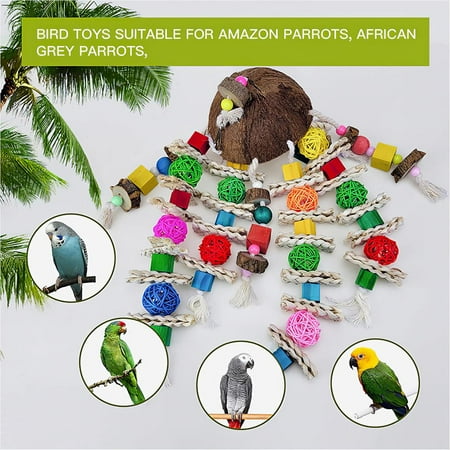 Parrot Chewing Toy Coconut Shell Corn Sepak Takraw Toy Foraging ...