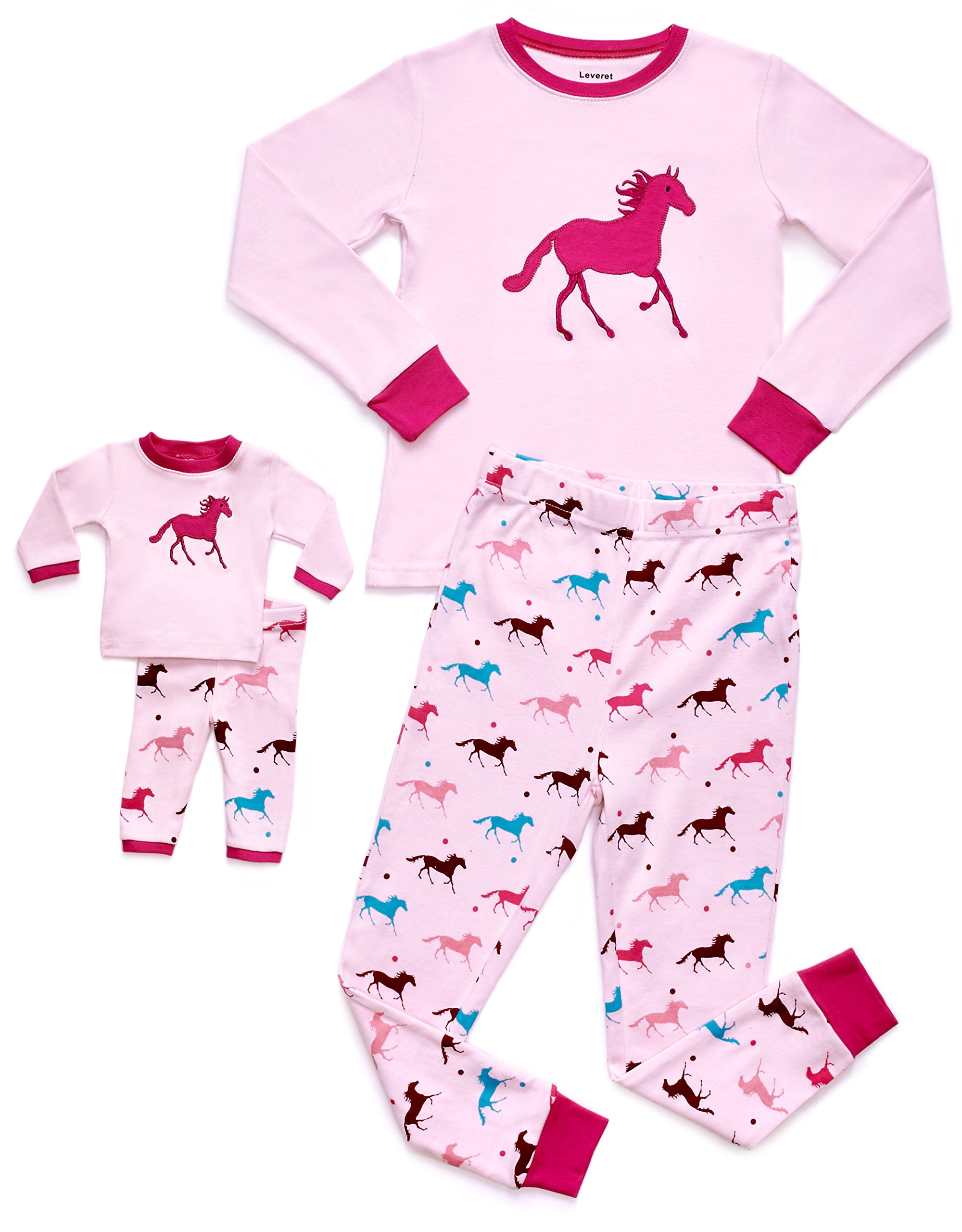 Leveret Leveret Kids Toddler Pajamas Matching Doll Girls Pajamas