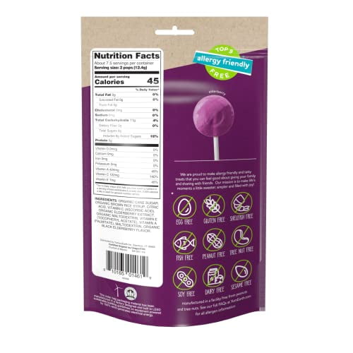 YumEarth Ultimate Organic Elderberry Pops, 15 count, Allergy Friendly ...