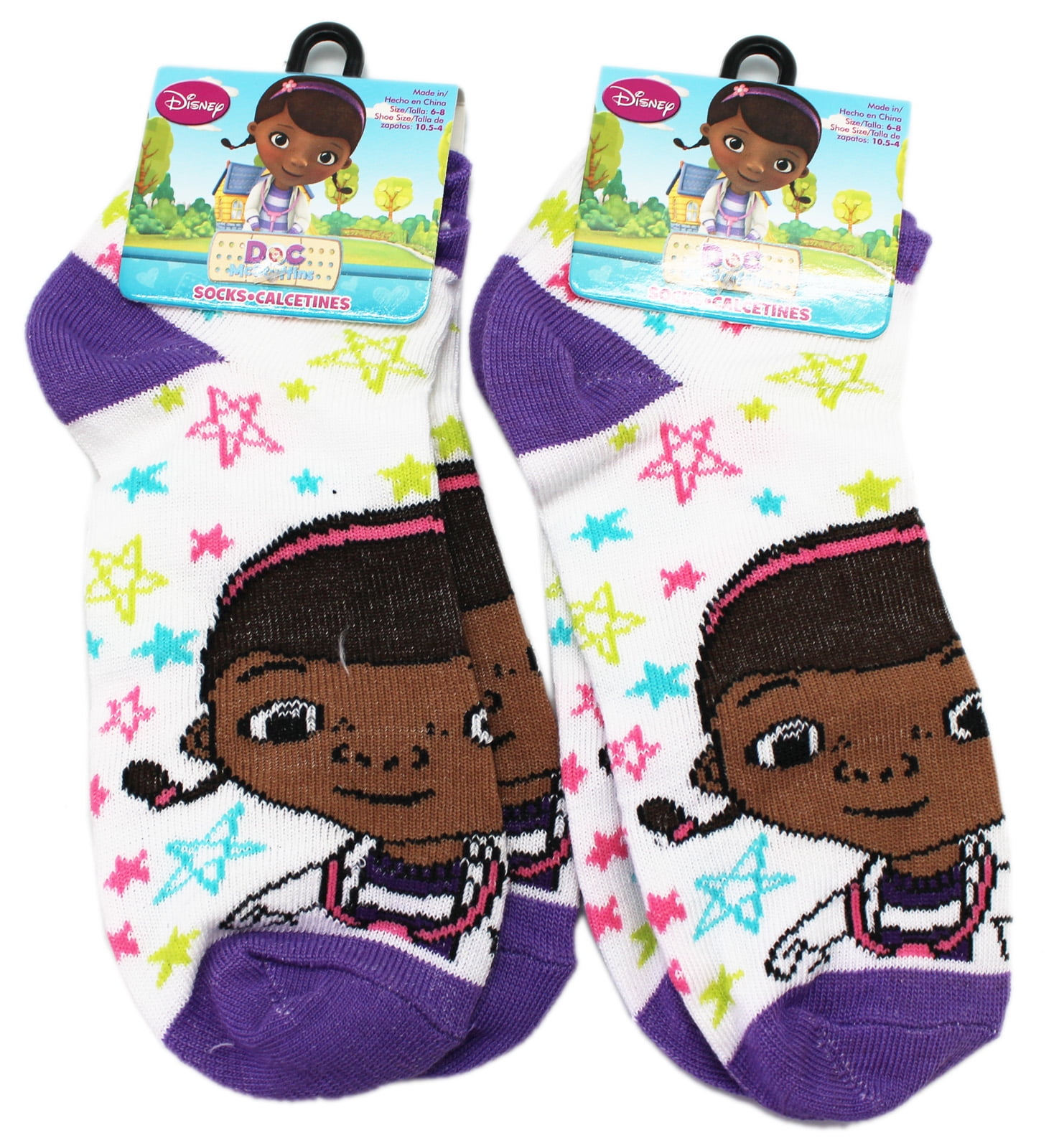 Disney's Colorful Stars Violet Toe Kids Socks (Size 6-8, 2 Pairs ...