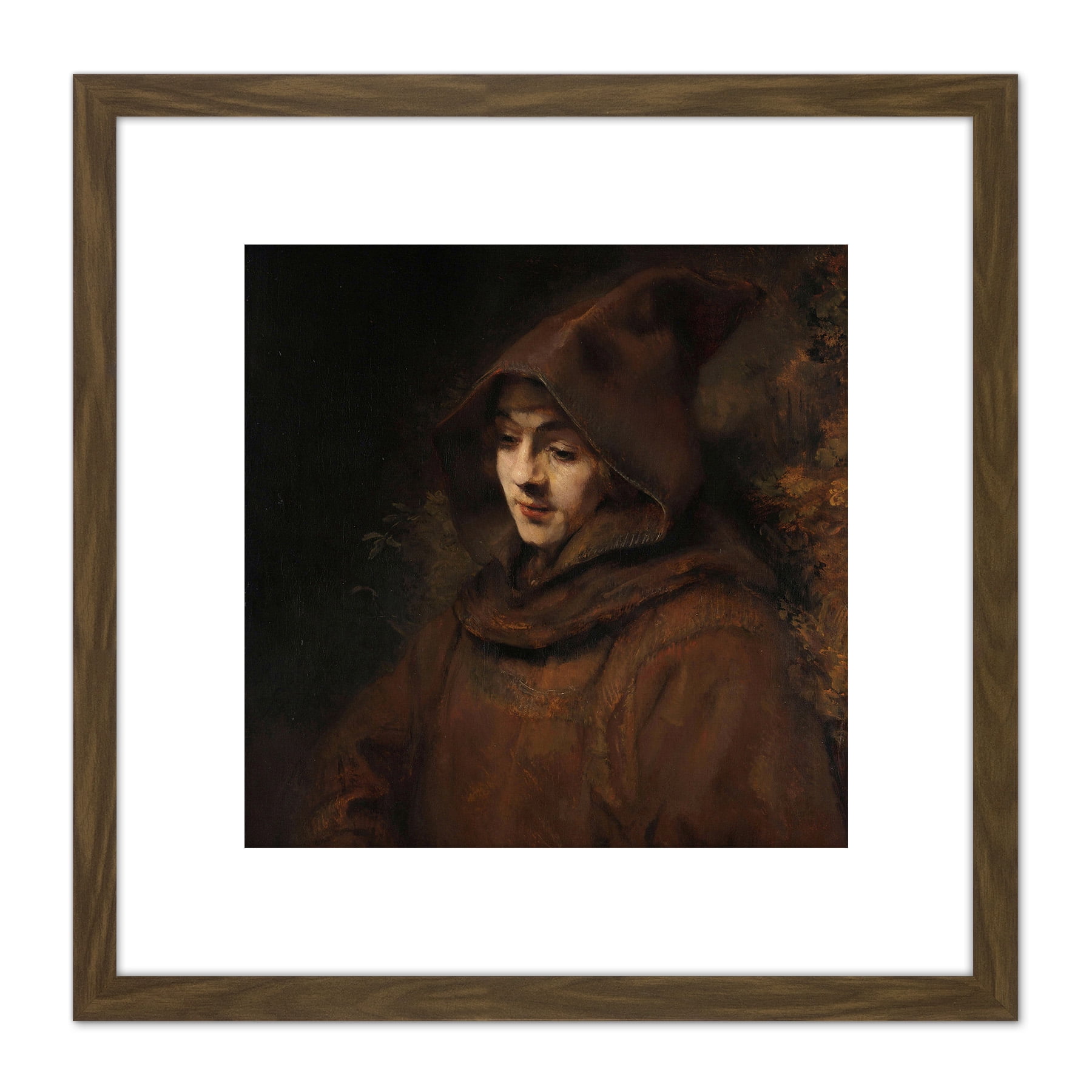 Rembrandt Titus Van Rijn In Monks Habit Portrait 8X8 Inch Square Wooden ...