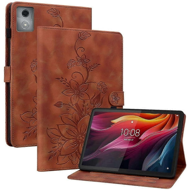 For Lenovo Tab K11 Plus Case Lily Flower Imprint Card Slots Leather ...