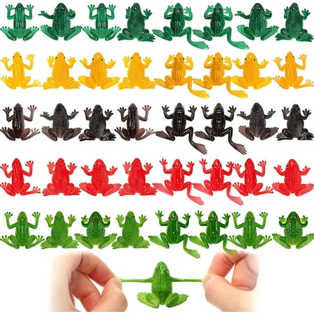40 Pack Plastic Frogs Toy Stretchy Rubber Frogs Mini Squishy Frog ...