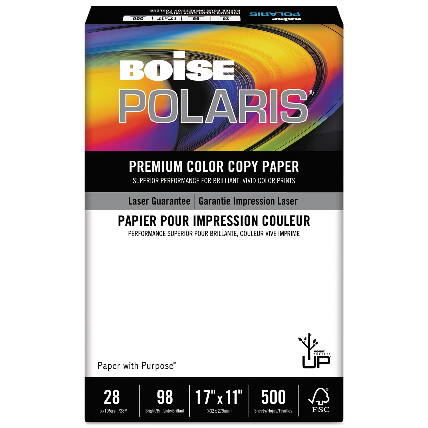 BOISE POLARIS Premium Color Copy Paper, 11" x 17" Ledger, 98 Bright ...