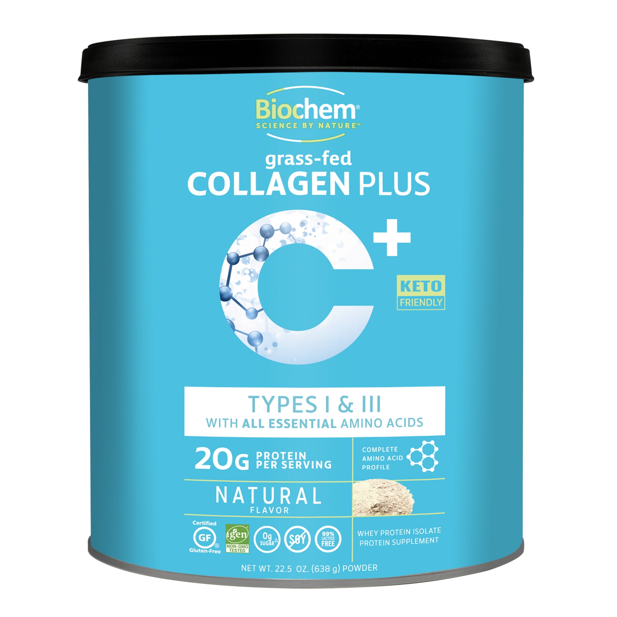 Biochem Collagen Plus Protein Natural Flavor 20g, 1.4 lb, Certified ...