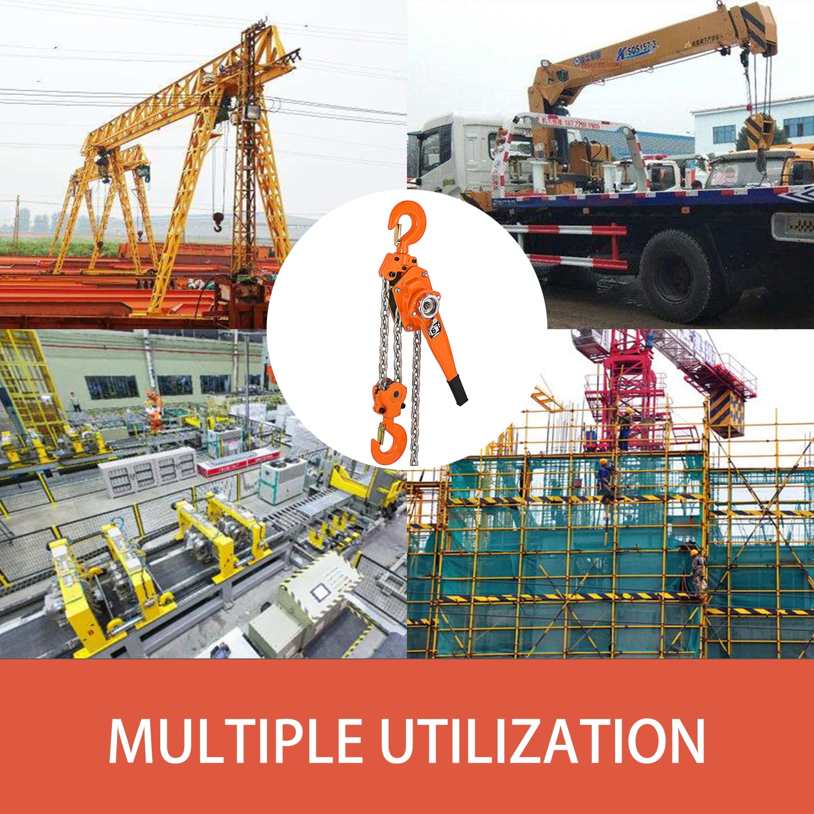 Buy VEVOR 6 ton Chain Hoist 20 ft Lift Lever Block Chain Hoist G80 ...