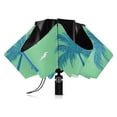 Beach Palm Tree Pattern Umbrella Folding Sun Umbrella Travel Auto Open ...
