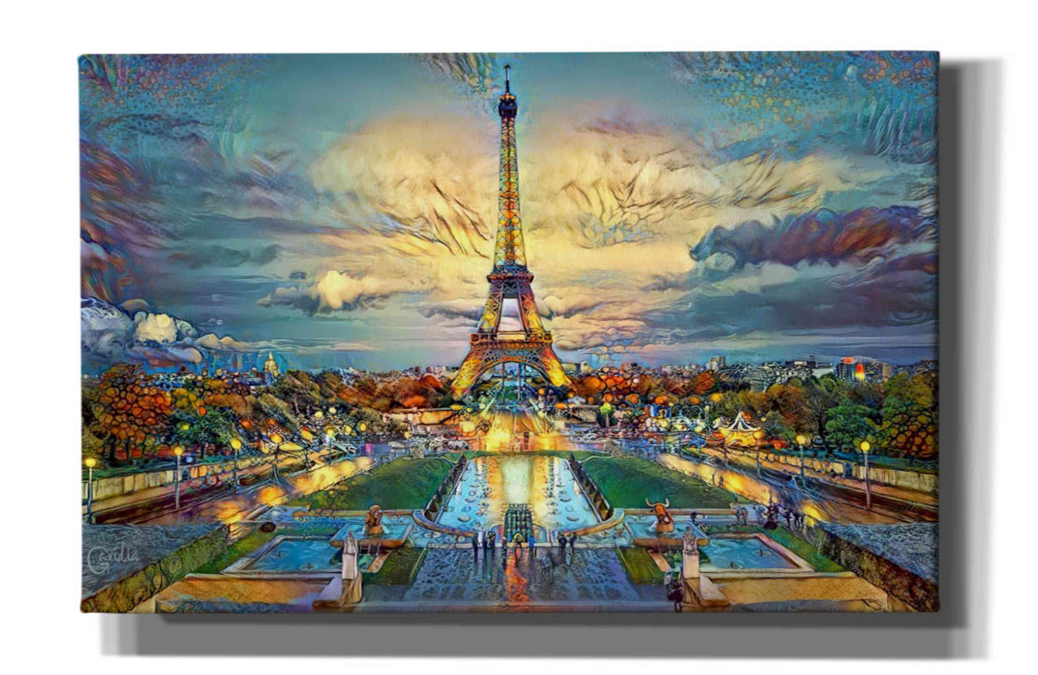 Epic Graffiti 'Paris France Fontaines de Chaillot and Eiffel Tower seen ...