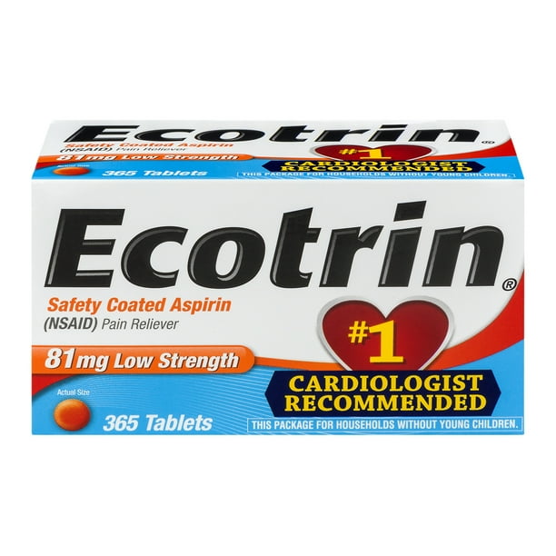 Ecotrin Low Strength Safety Coated Aspirin, NSAID, 81mg, 365 Tablets ...