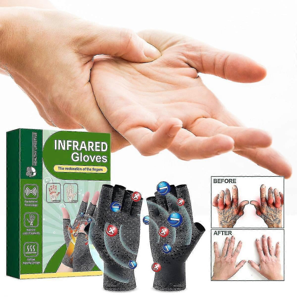 Far Infrared Titanium Ion Arthritis Therapy Heat Compression Gloves ...