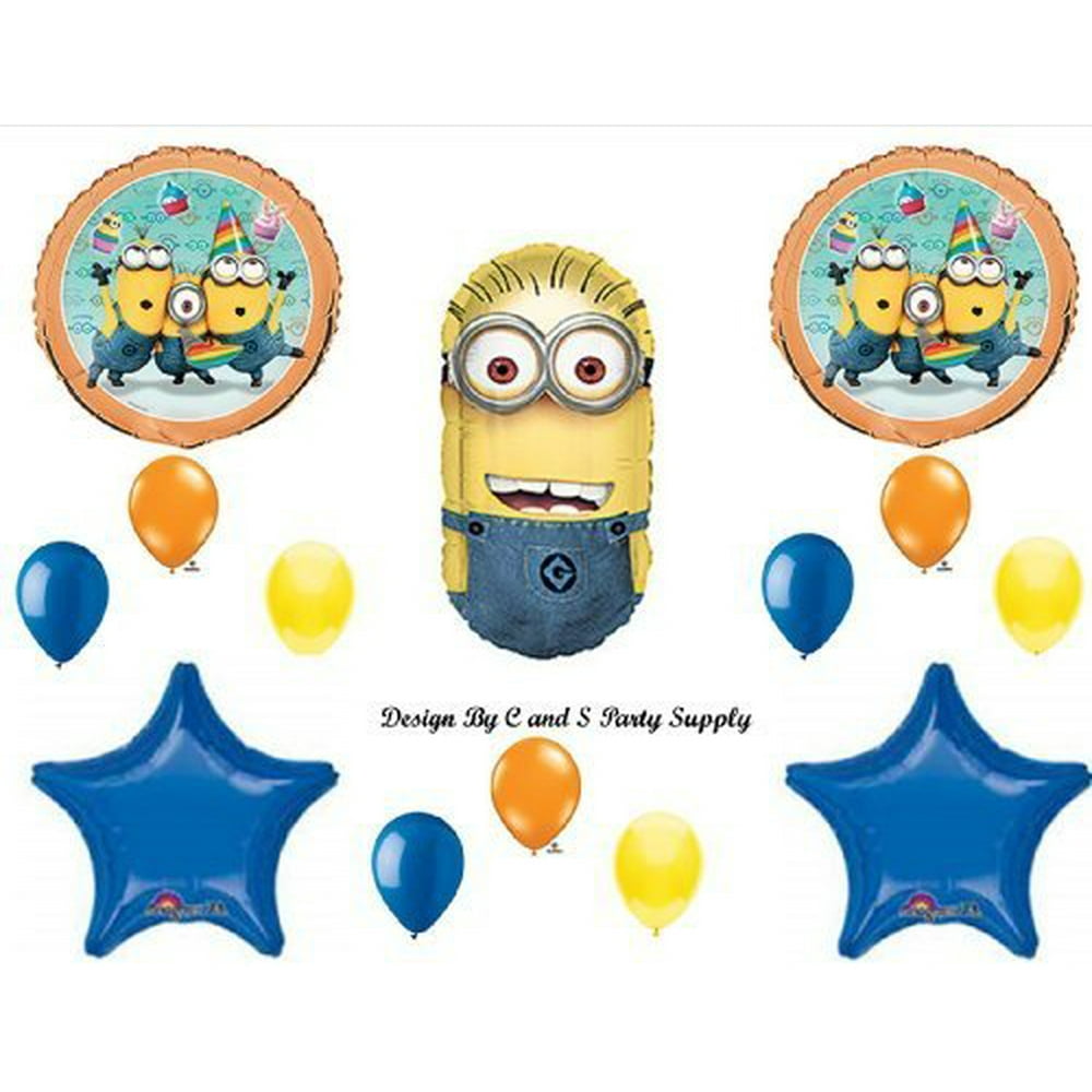 DESPICABLE ME 2 MINIONS BLUE Happy Birthday PARTY Balloons Decorations ...
