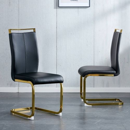 Click here for Noble House A Set Of 2 Black Pu Leather Dining Cha... prices