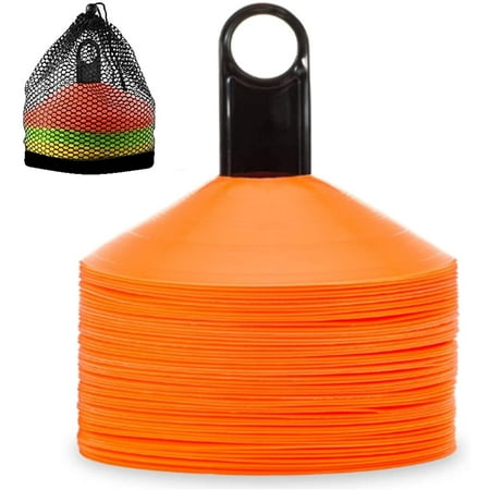 ECCHOU Soccer Cones (50 Pcs) Disc Cone Agility Training Sports Cone Plastic with Carry Bag ...