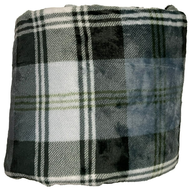 The Big One Oversized Plush Throw Blanket Green Plaid - 5ft x 6ft ...