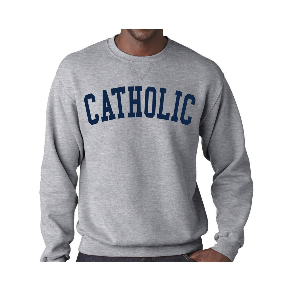 Message Brands - Collegiate Catholic Grey Crew Sweatshirt - Walmart.com ...
