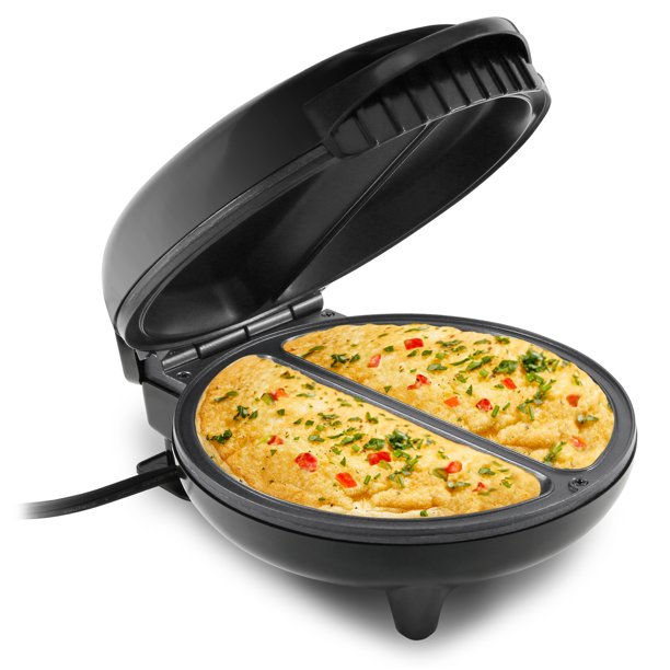 Elite Gourmet Dual Omelet & Fritattas Maker, Black and Stainless Steel ...