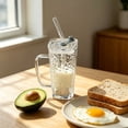 Clear Glass Water Cup with Handle, 8.5oz Capacity, Includes Lid and ...