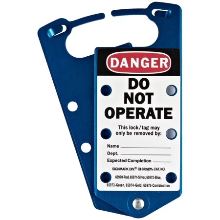 Brady Anodized Aluminum Labeled Lockout Hasp, Blue (Pack Of 5 ...