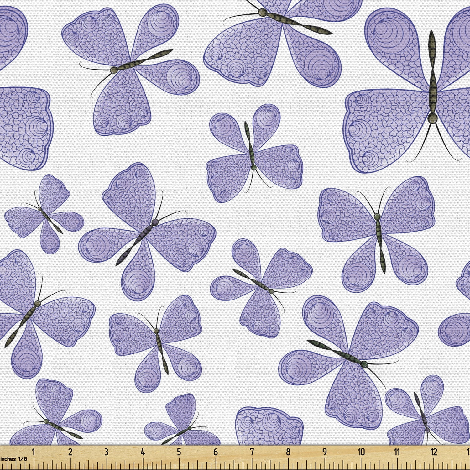 Butterfly Upholstery Fabric by the Yard, Continuous Pattern of Monotone ...