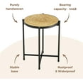 Bamworld Round Plant Stand, Rope Woven Metal Table for Patio, Balcony ...