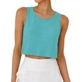 HuangHuanChen Women's Linen Top Sleeveless Top for Women Solid Color ...