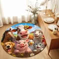Cartoon Animal 4' Round Rug for Cozy Reading Nook Home Office Chair ...