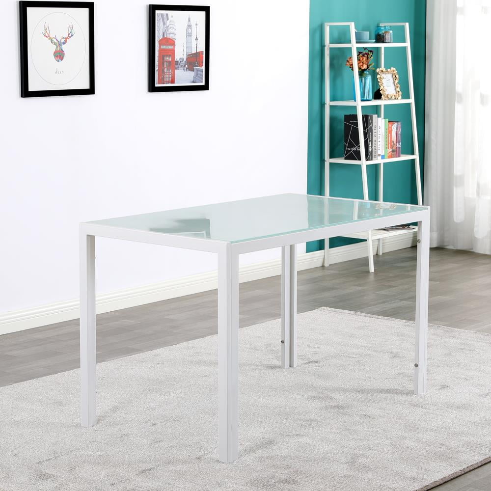 Zimtown Dining Room Table Small Kitchen Table Glass Top Modern While ...