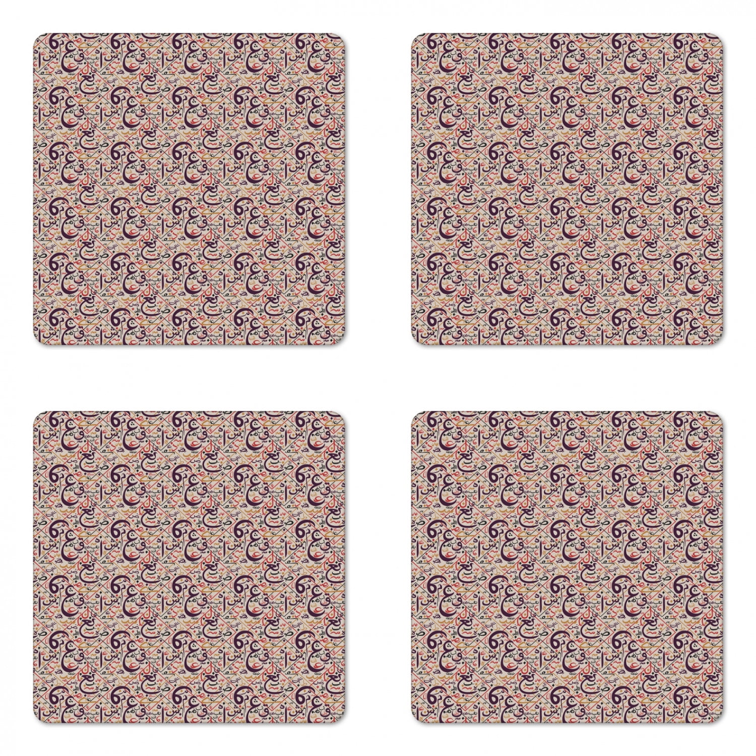 Alphabet Coaster Set of 4, Illustration of Letters Oriental ...