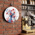4th of July Round Metal Signs for Outside Red Blue Flowers Tin Signs ...