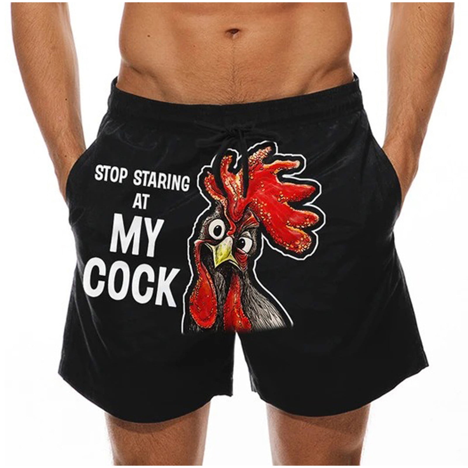 Mens Funny Swim Trunks Plus Size Stop Looking At My Cock Swim Trunks Quick Dry Beachwear