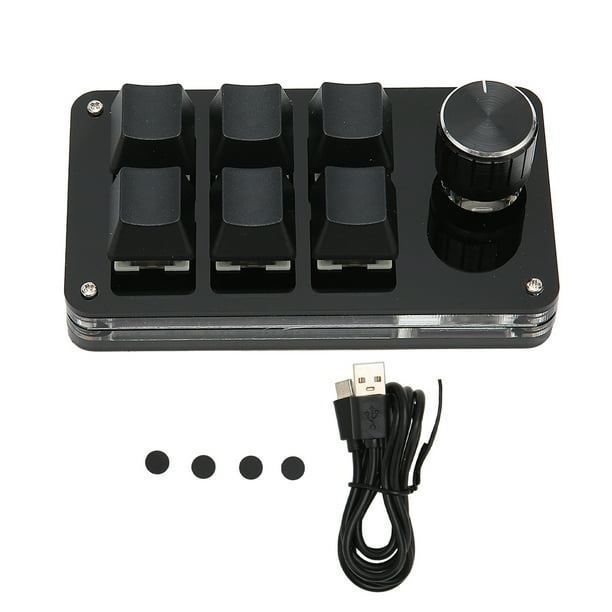 6 Key One Handed Mechanical Keyboard with Knob Wired Plug and Play ...