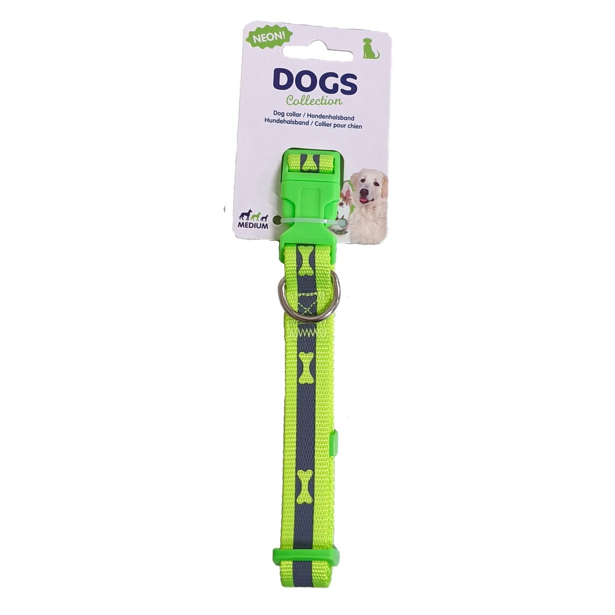 Green Neon Dog Bone Pattern Dog Leash Medium Size Breeds 11.8 to 19.6 ...