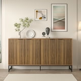 "Oubayajia Fluted Accent Cabinet, Walnut Wooden Sideboard with Doors ...