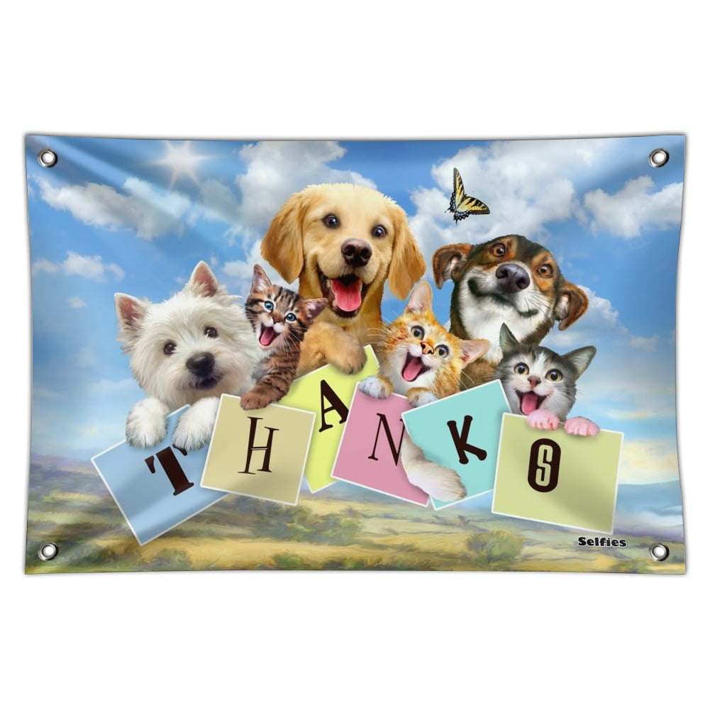 Dog and Cat Thanks Thank You Selfie Home Business Office Sign - Walmart.com