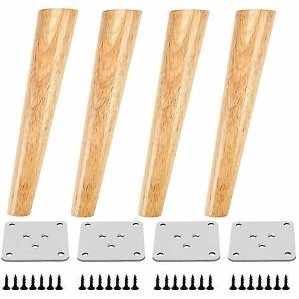 Set of 4 Slanted Wooden Furniture Legs Table Legs with Mounting Plates ...