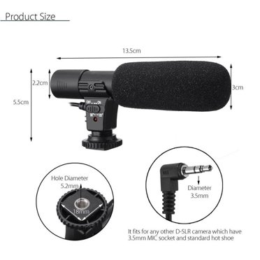 AmpRidge MightyMic SLR Shotgun DSLR Video Microphone - Walmart.com