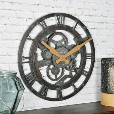 FirsTime & Co. Bronze Roman Gear Wall Clock, Industrial, Analog, 24 x 2 ...