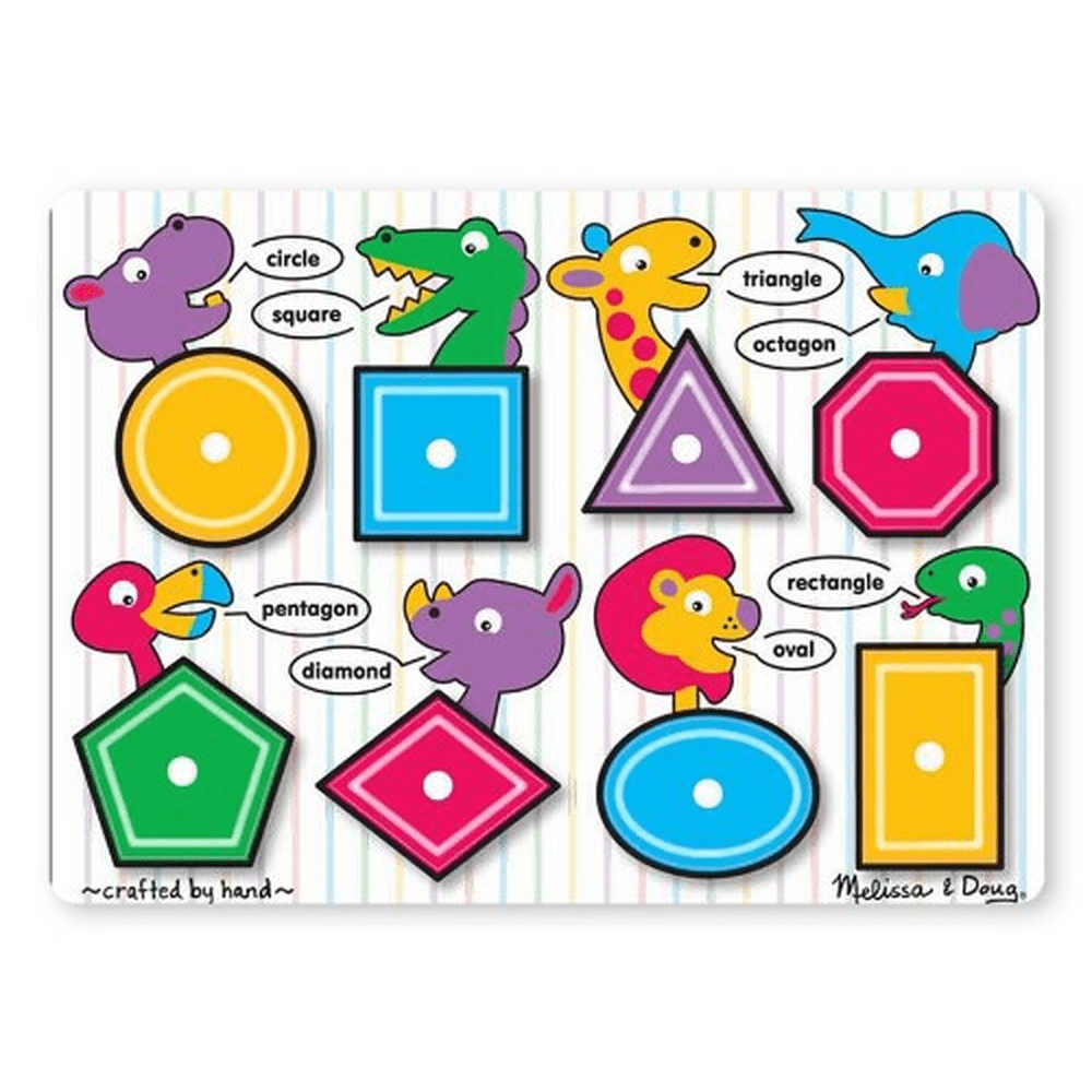 Melissa And Doug Shapes Wooden Peg Puzzle 8pc