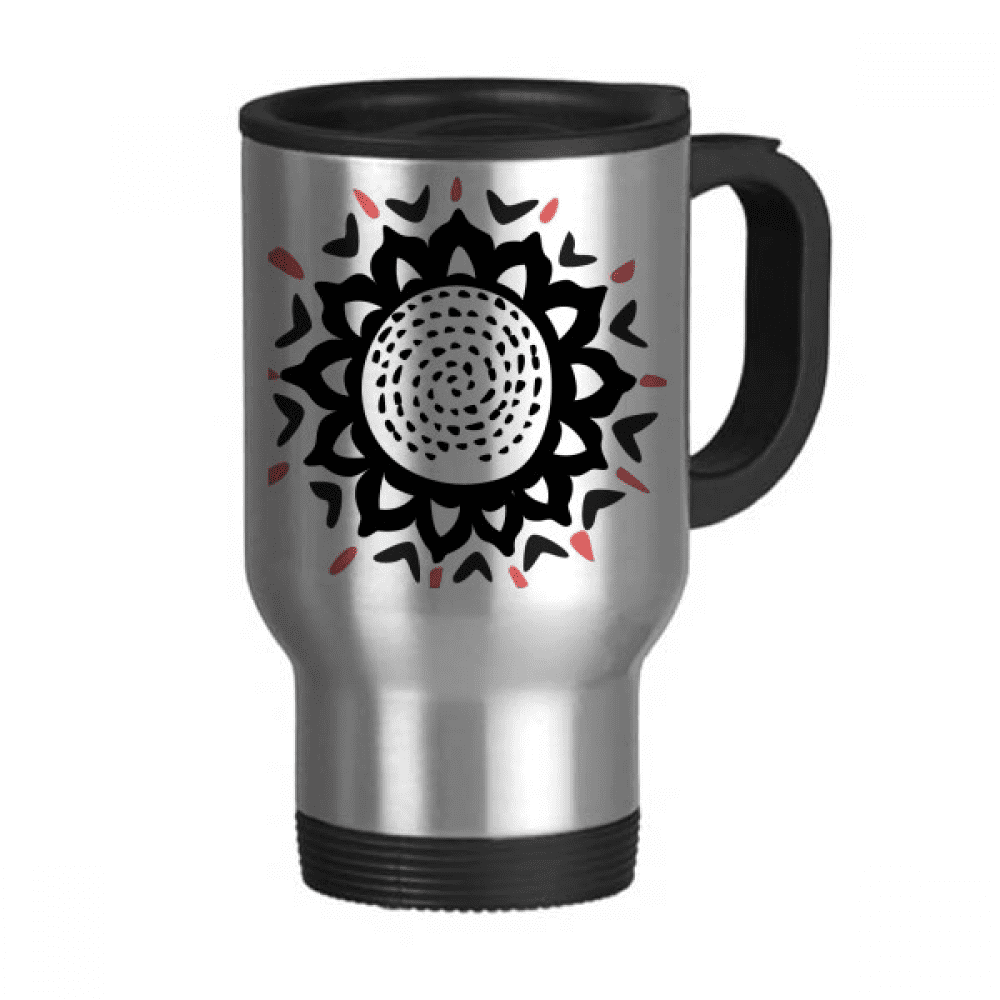 Sunflower Outline Mexico Totems Celebrate Travel Mug Flip Lid Stainless