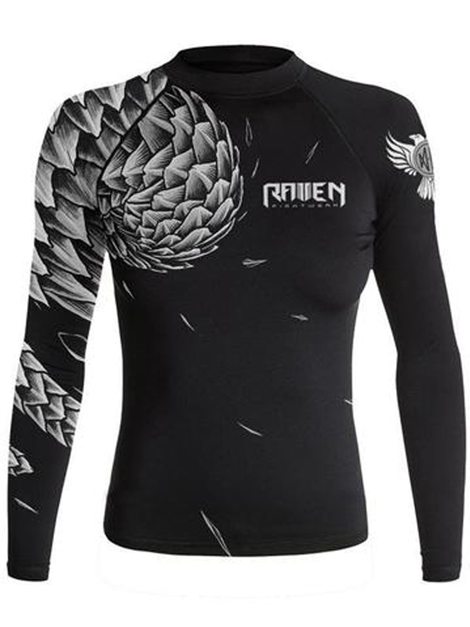 Raven Fightwear Women's Power Pangolin Rash Guard MMA BJJ Black/White ...