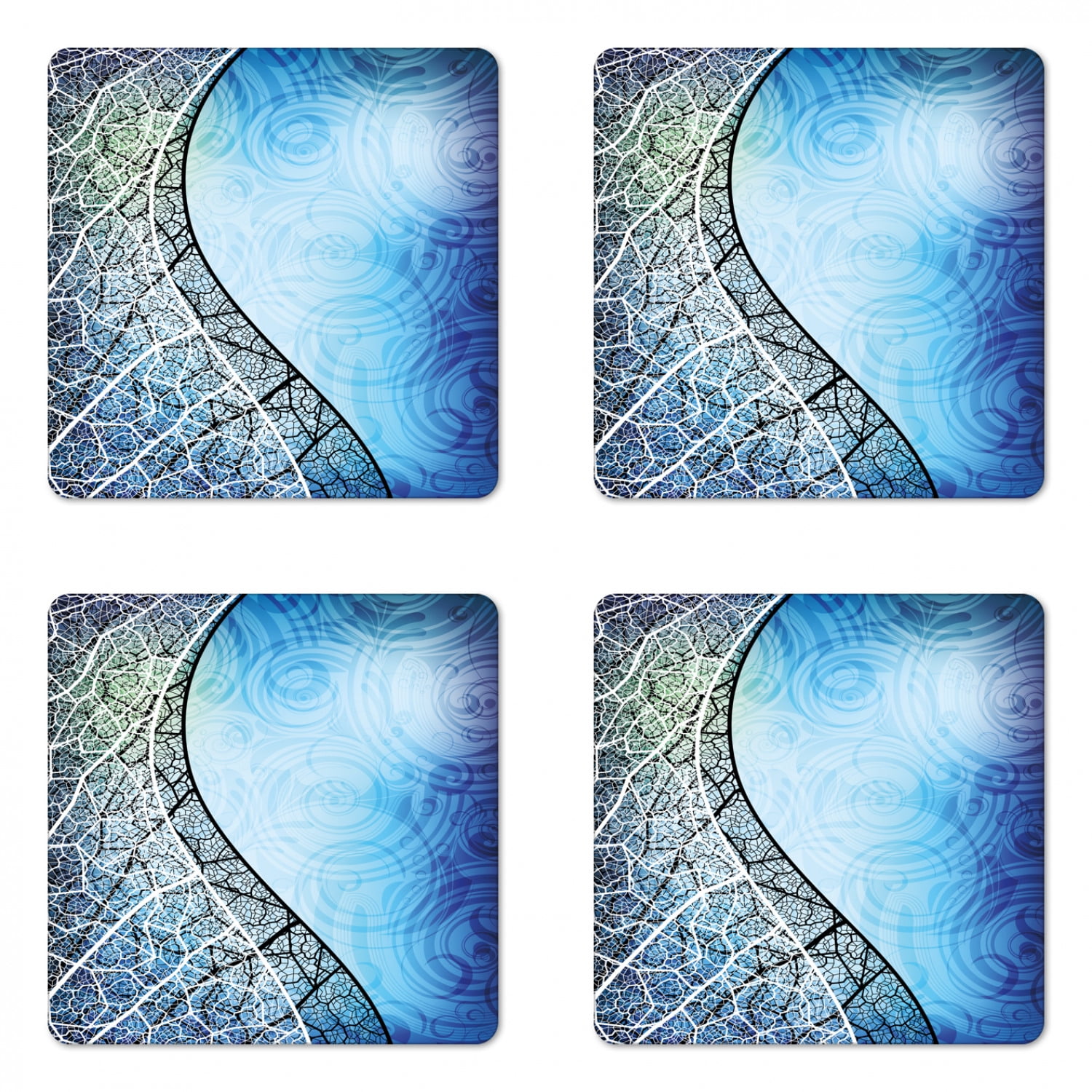 Abstract Coaster Set of 4, Psychedelic Twisted Tree Branches with ...