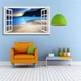 Window View of Night Beach Canvs Art Fake Open Window Wall Art Night ...
