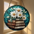 Books and Daisies Stained Glass Suncatcher – Floral Literary Window ...