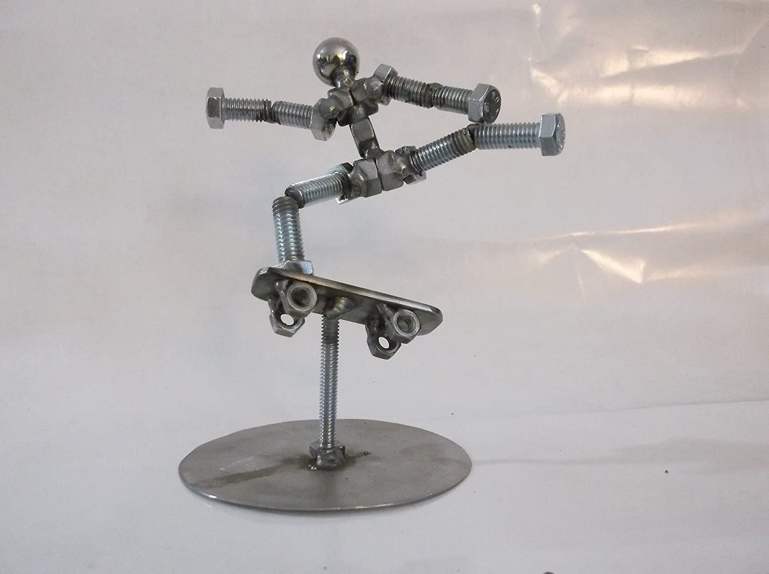 Skateboarder Metal Bolt Figurine, Metal Bolt Figurine, Upcycled Art ...