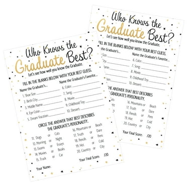 Distinctivs Black and Gold Graduation Scratch Off Party Game, 30 Game ...