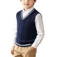 Boys Girls V Neck Comfort Knitted School Uniform Sleeveless Pullover ...