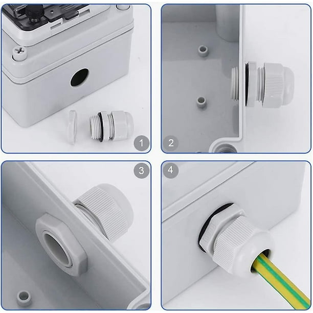 Glándulas de cable M20 X 1.5 Paquete de 20 Glándula de relleno de plástico Negro Ip68 Glándula ...