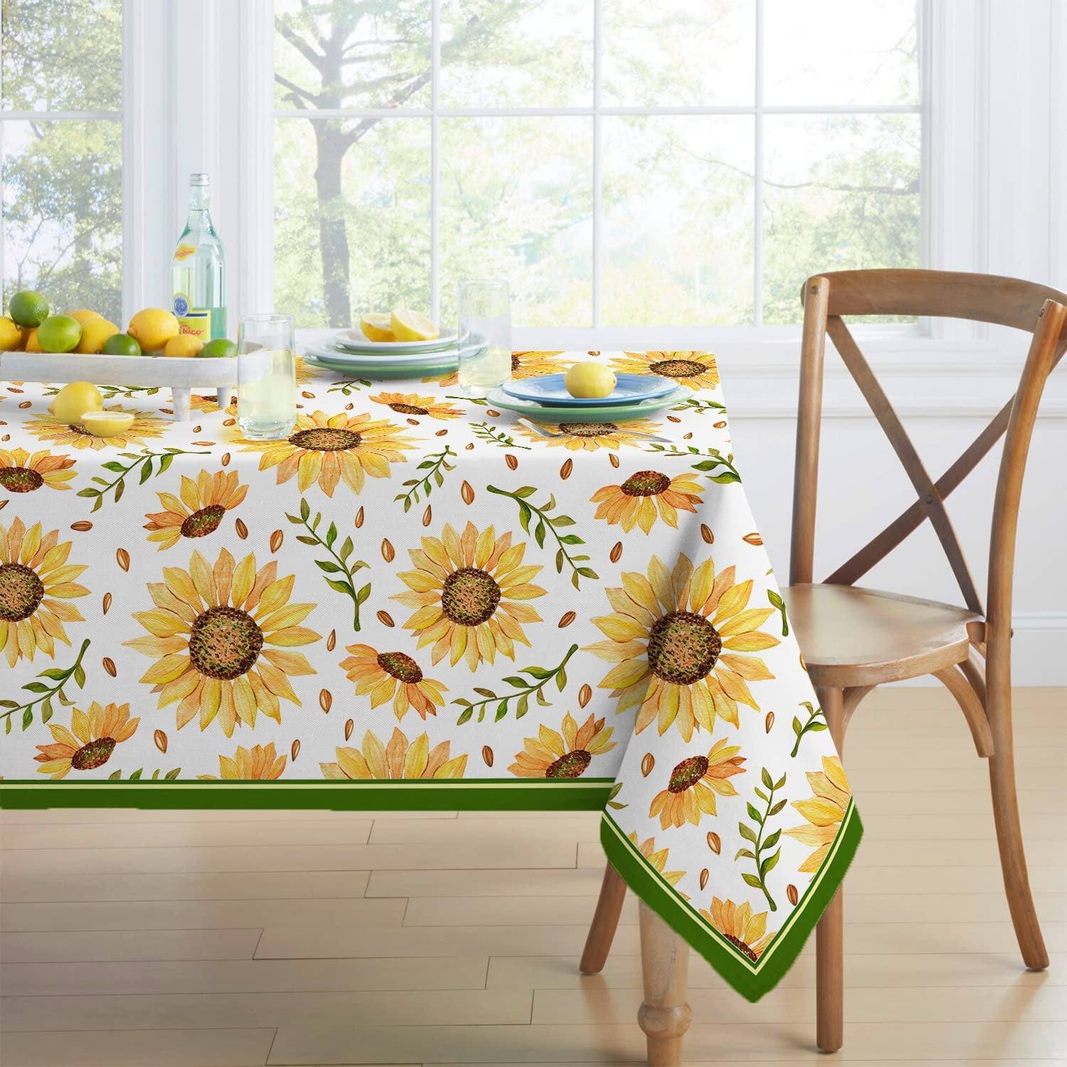 Sunflower Tablecloth Yellow Floral Rectangle Tablecloth, Indoor/Outdoor ...