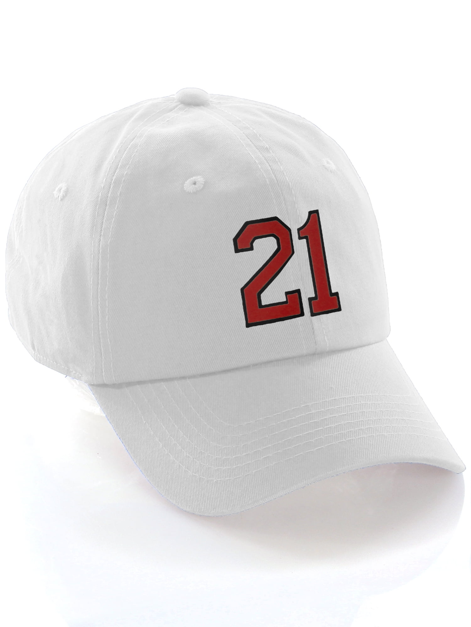 Customized Number Hat 00 to 99 Team Colors Baseball Cap, White Hat ...