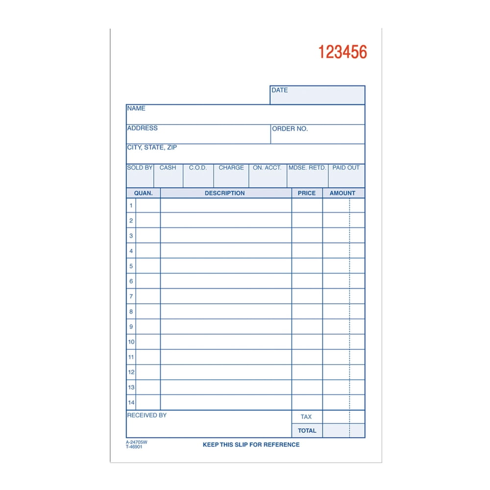 Adams® All Purpose Sales Record Book, 2-Part, with Carbon, 50 Sets per ...